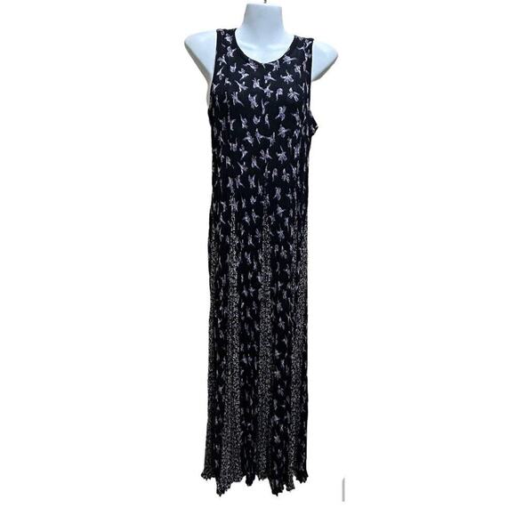 Starina | Dresses | Starina Dress S Black Floral Maxi Aline Y2k Crinkle ...